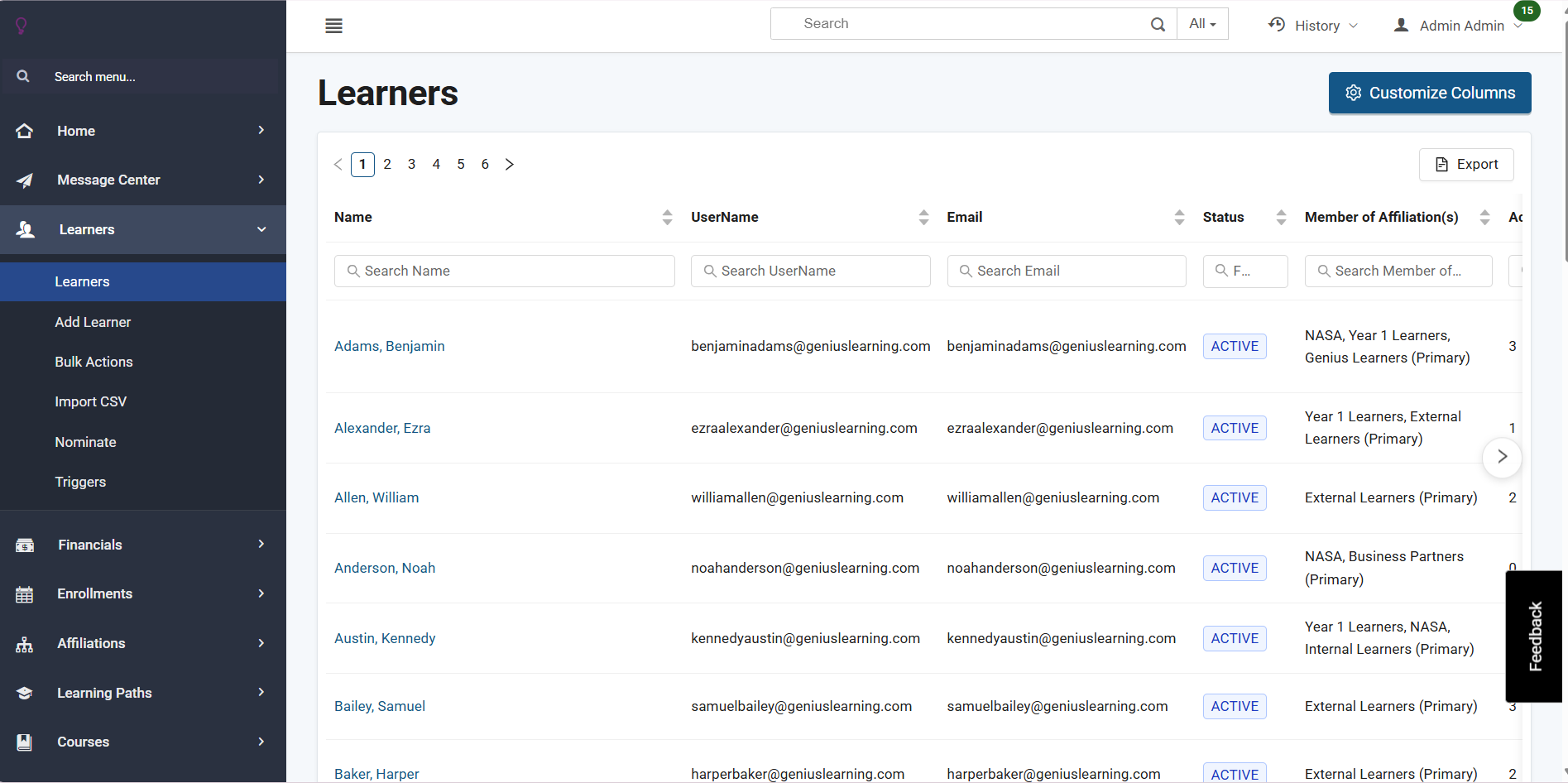 Learners Overview - Genius CE & Enterprise – The Genius SIS Help ...